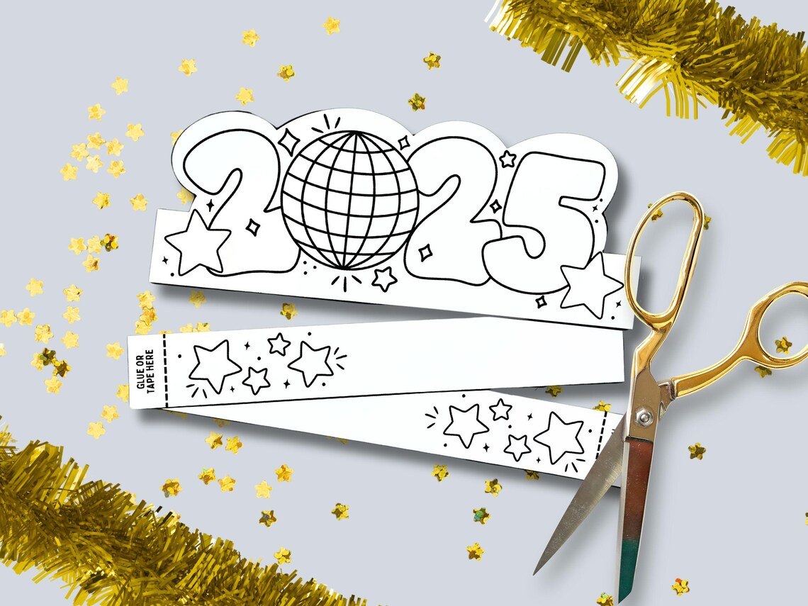 New Year's 2025 Coloring Activity | Happy New Year Hat | New Year's ...