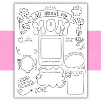 Mother's Day Printable, All About My Mom, Mothers Day Gift, Card for ...