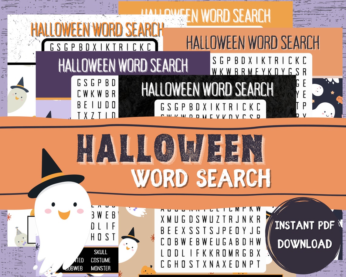 Halloween Word Search Activity Printable Halloween Games for - Etsy