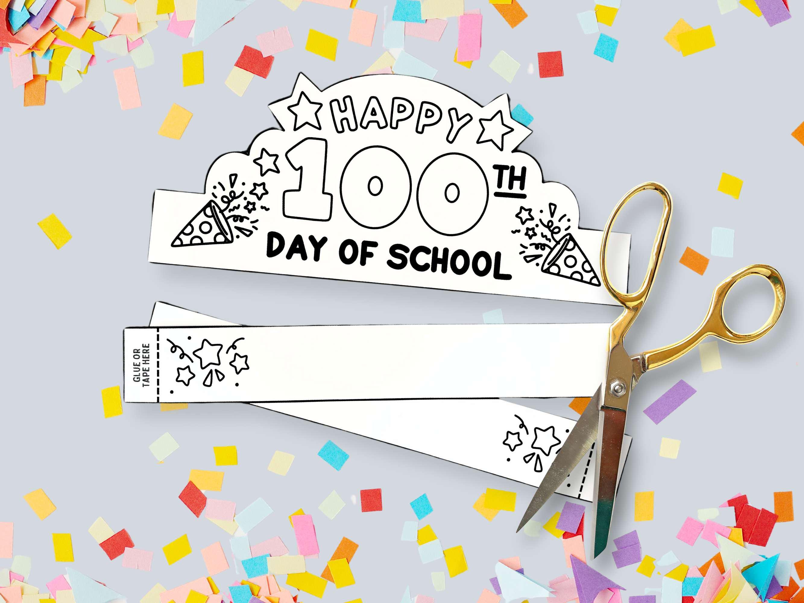 100th Day of School Paper Hat: Classroom Activity (PDF Printable) - Etsy