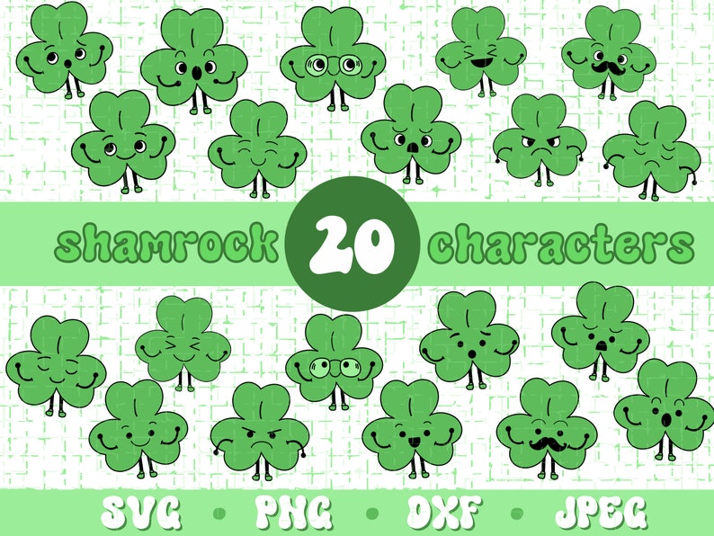 Shamrock Clipart | Shamrock SVG | Shamrock Characters | St Patrick's ...