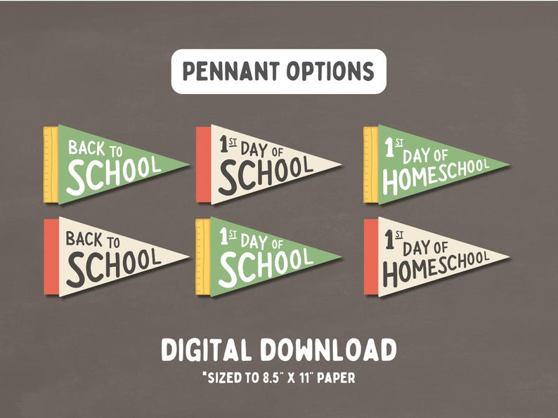 School Pennants Grade Pennant Printable School Flag First Day of School ...