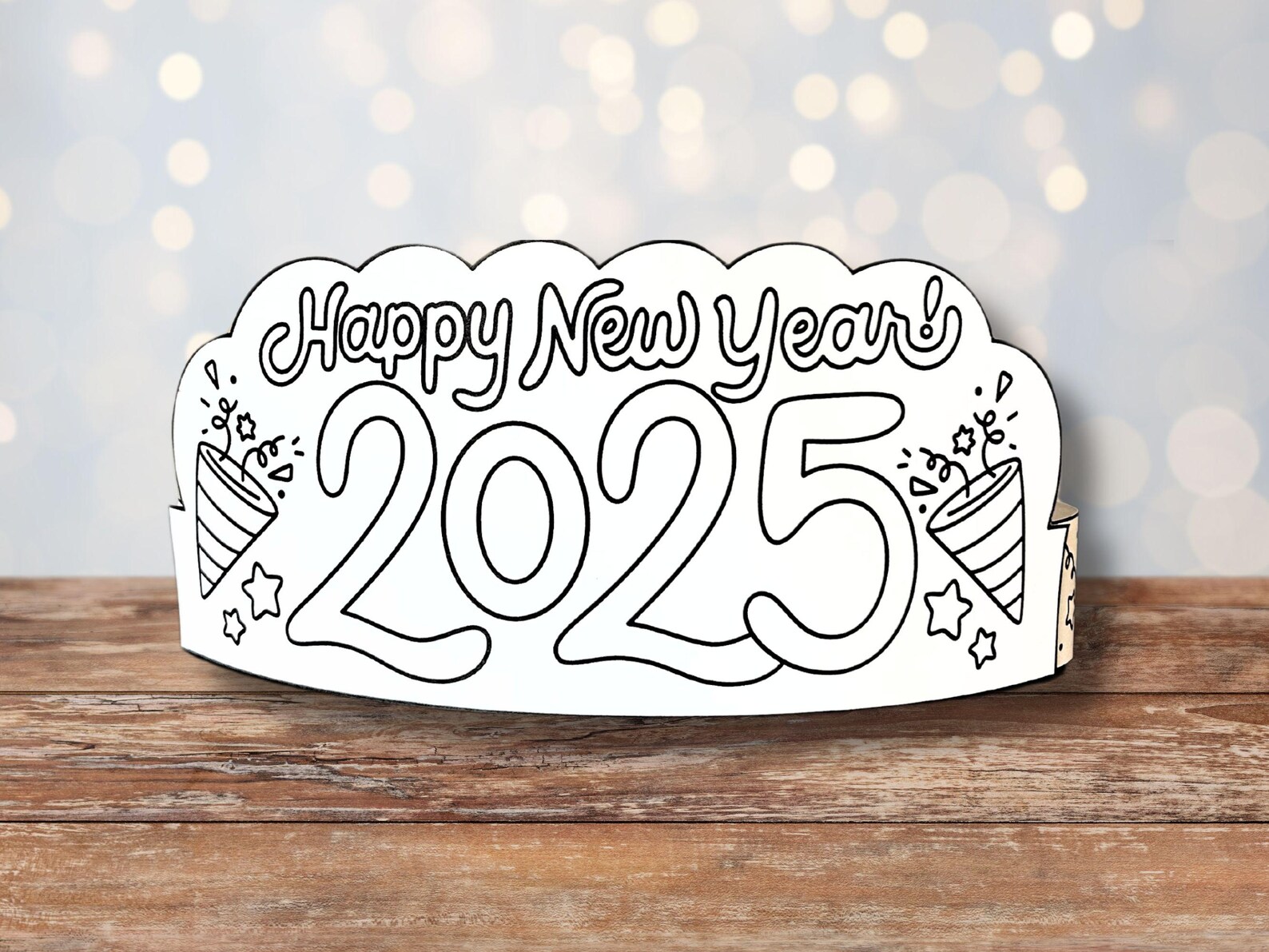 2025 New Year's Paper Hat | Happy New Year | Paper Crown Coloring | New ...
