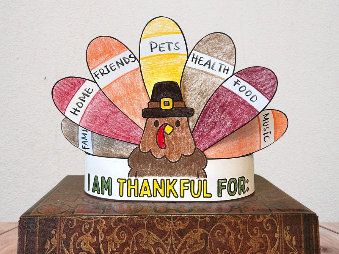 Thanksgiving Turkey Hat Paper Crown: Kids Coloring Activity (PDF ...