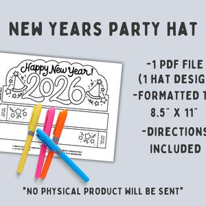 2026 New Year's Paper Crown: Coloring Activity (PDF) - Etsy