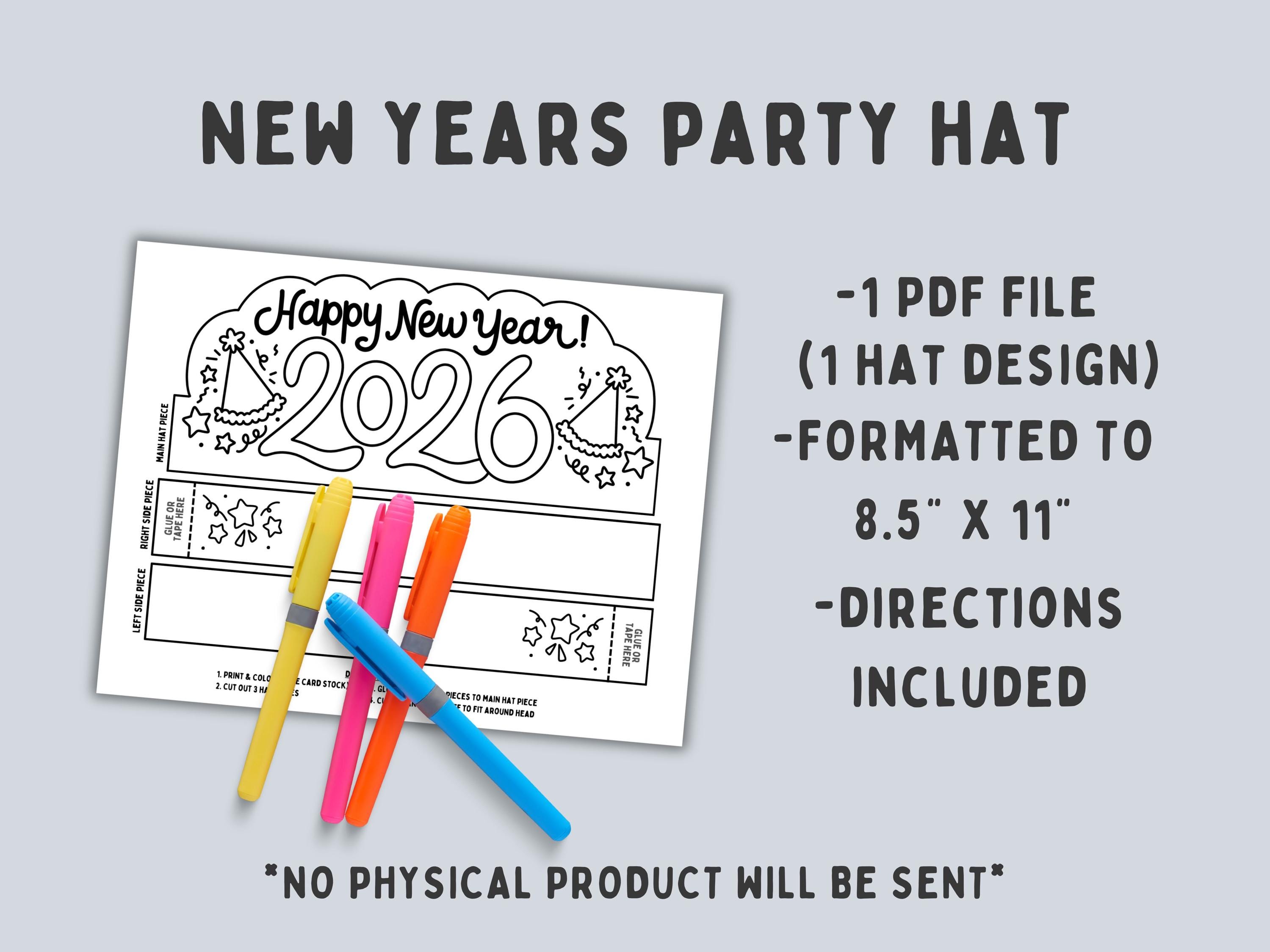 2026 New Year's Paper Crown: Coloring Activity (PDF) - Etsy