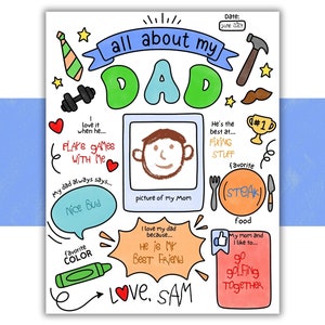 Father's Day Card: All About My Dad Worksheet & Coloring Page (PDF ...