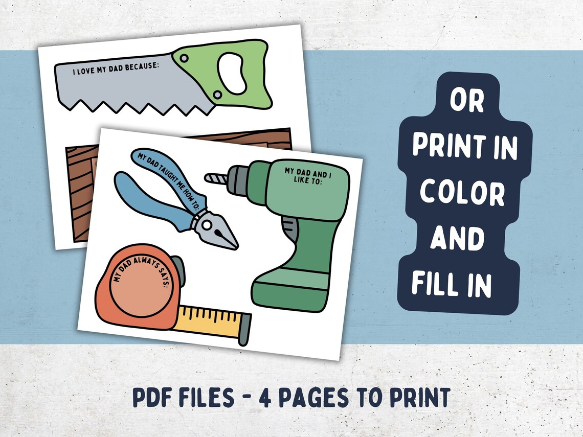 Father's Day Tool Box Card All About My Dad Gift for Dad Printable ...