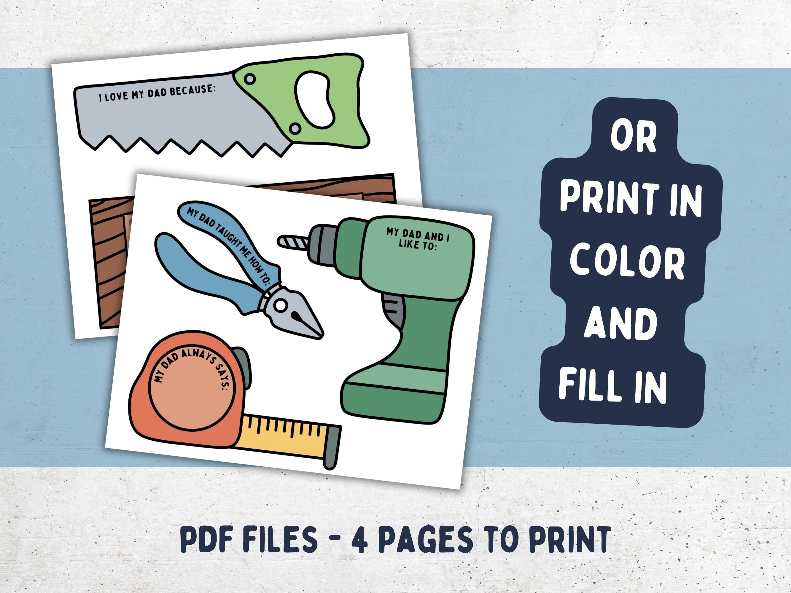 Father's Day Tool Box Card | All About My Dad | Gift for Dad ...