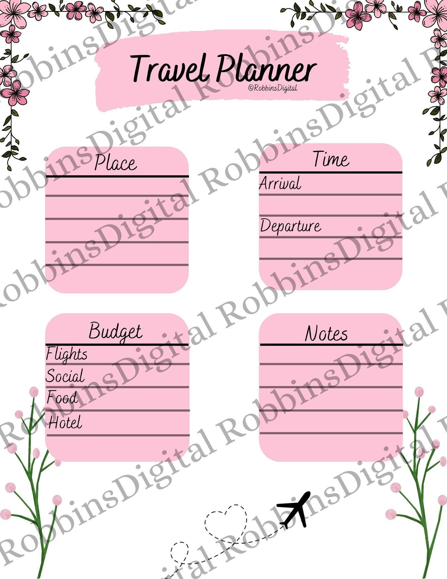 Travel Planner- Pastel Pink - Etsy