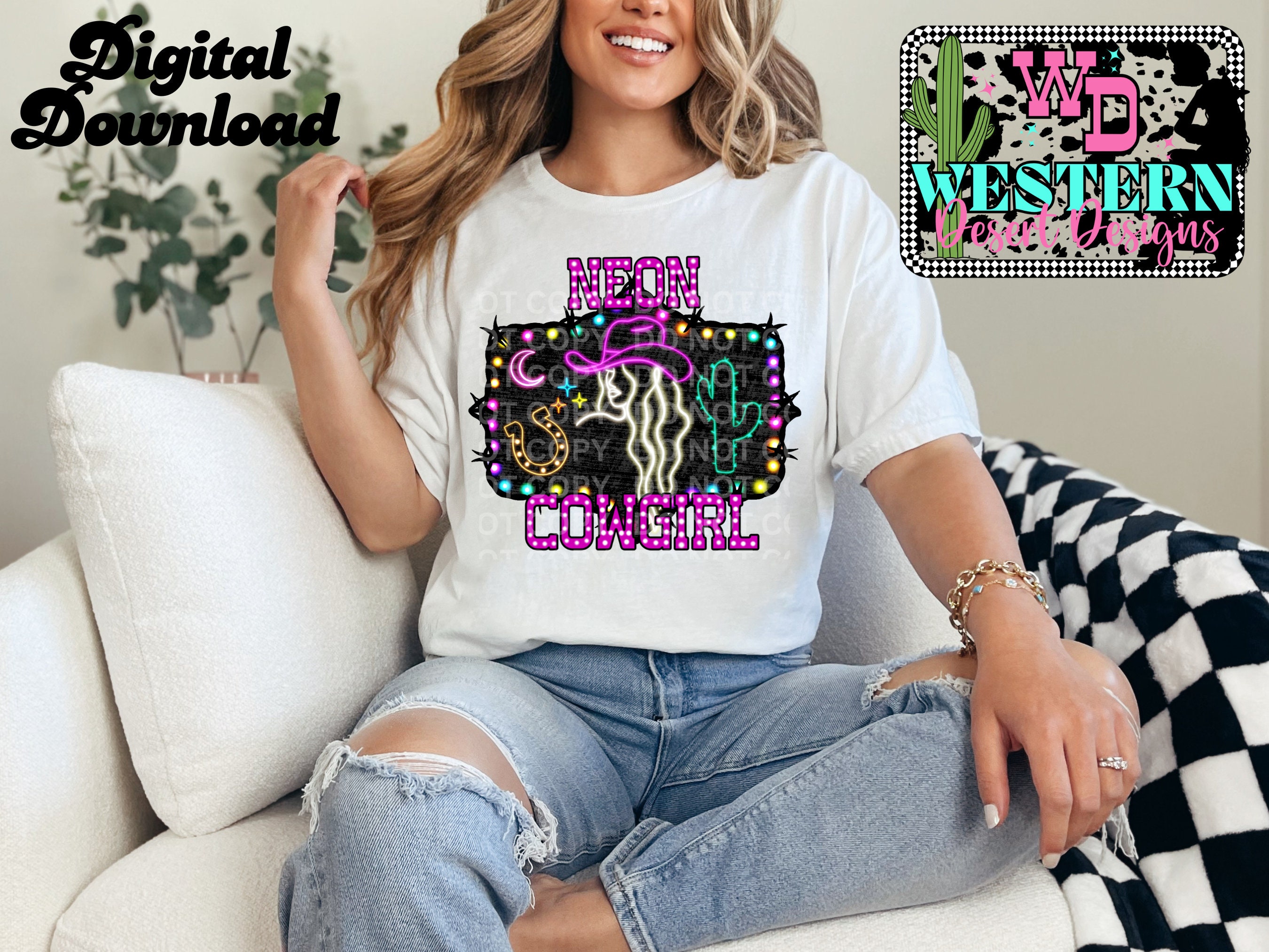 Neon, Cowgirl, Png, Western Digital File, Digital Download, Png for ...