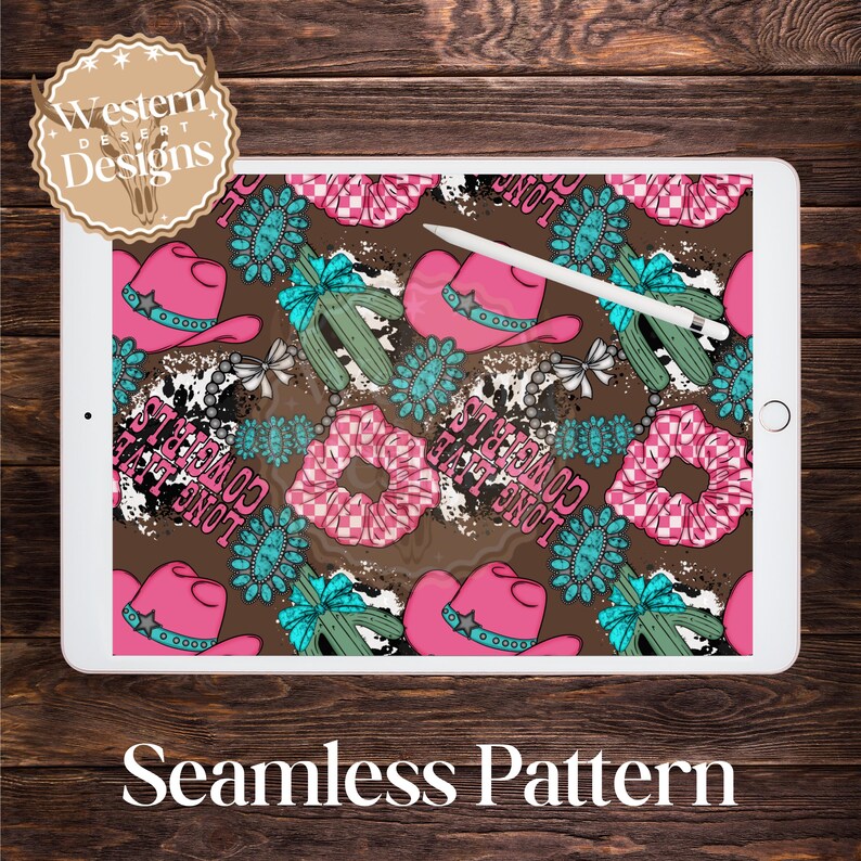Boujee Cowgirl Seamless Pattern, Seamless Digital Designs, Western ...