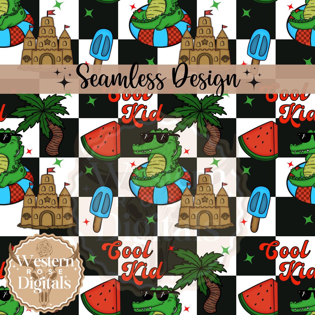 Summer Kids Seamless Pattern, Seamless Design, Checkered Seamless ...