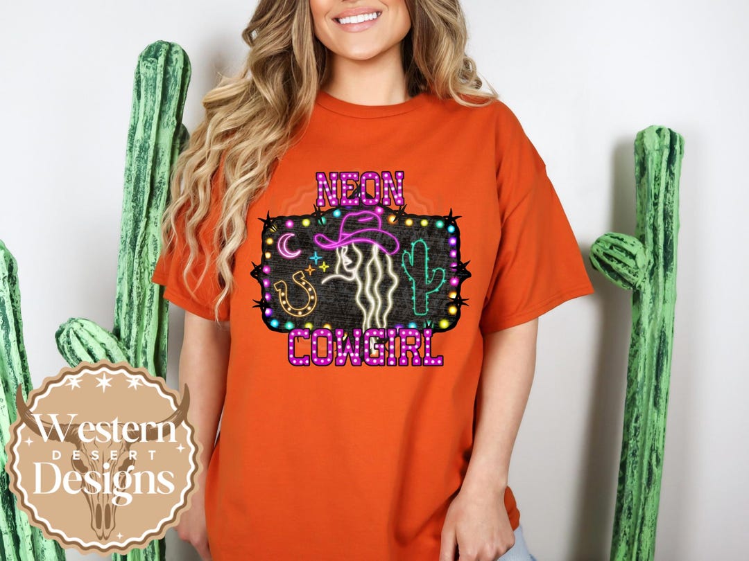 Neon Cowgirl PNG: Western Digital File (digital Download) - Etsy