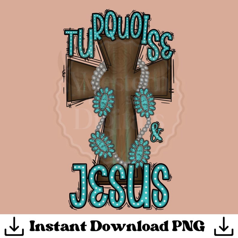 Turquoise Jesus Western PNG: Religious Faith Design (digital Download ...