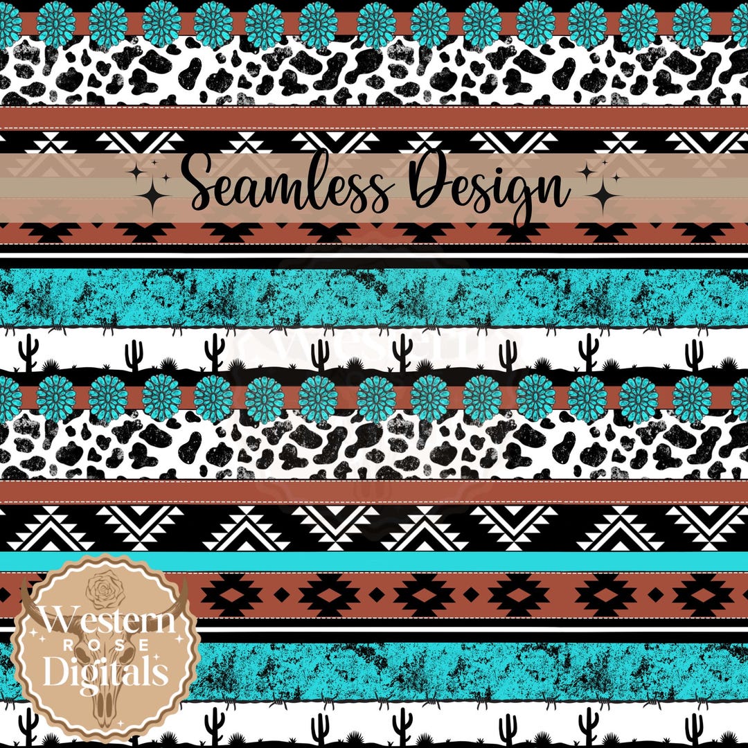 Western Cowprint Aztec Seamless Pattern: Digital Paper (digital ...