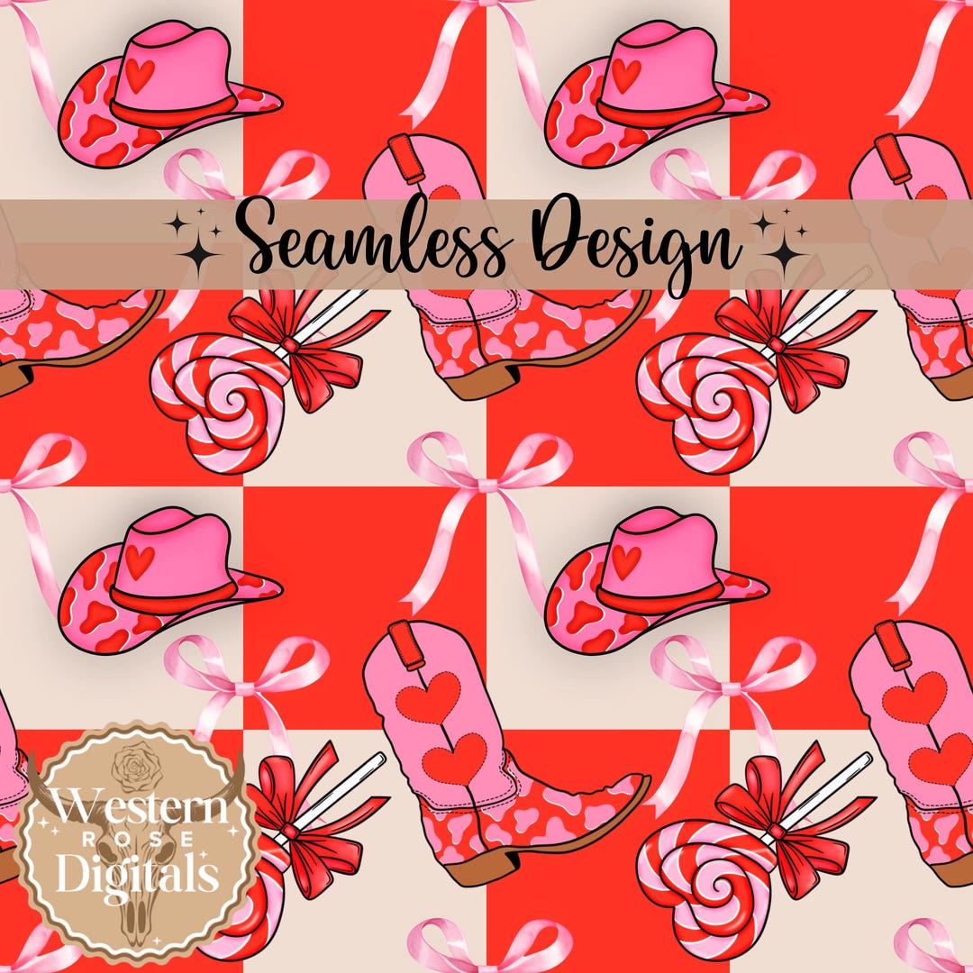Valentines Seamless Pattern, Western Seamless Design, Digital Paper ...