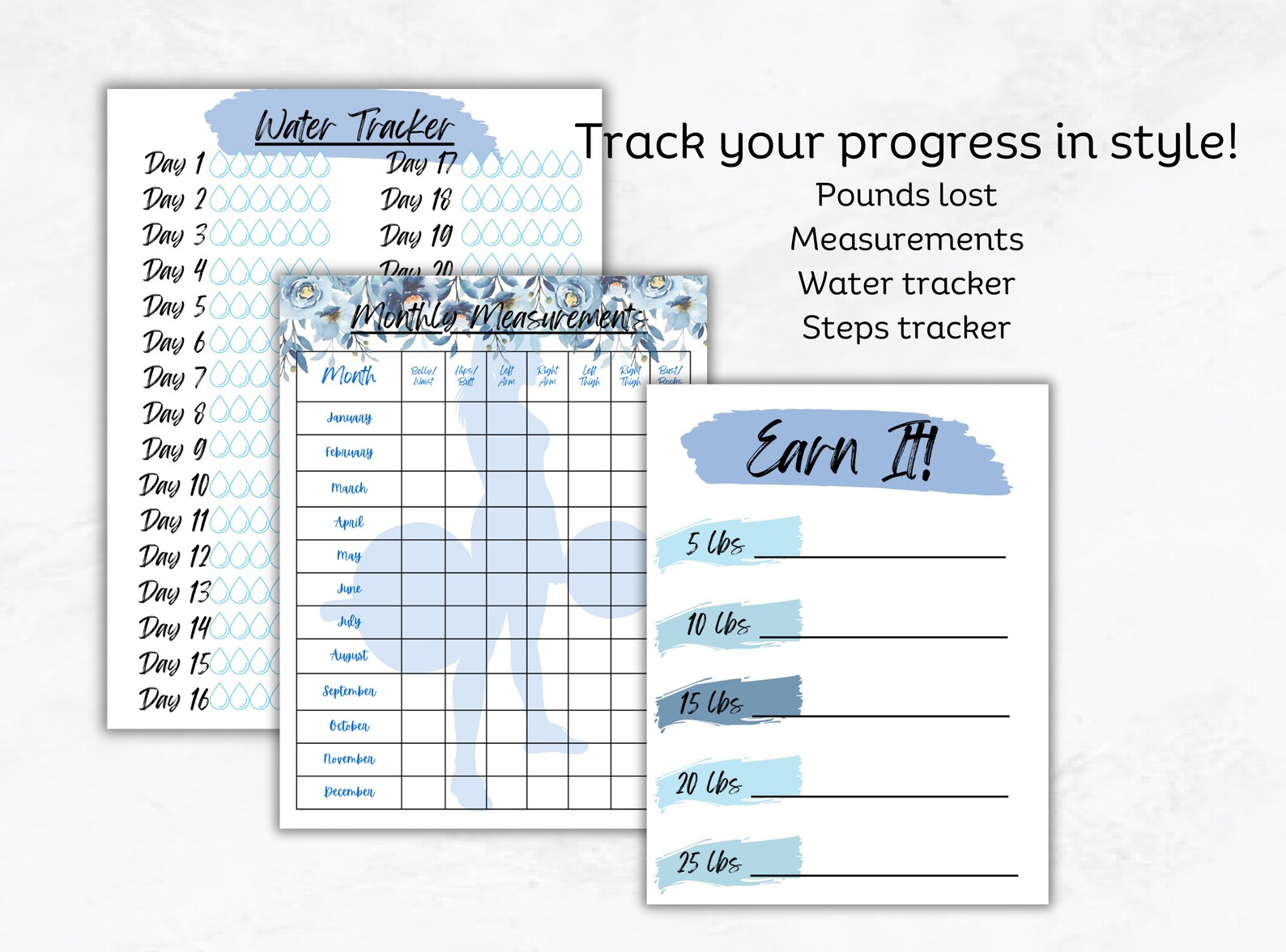Blue Floral Weight Loss Journal | Weightloss Tracker | 8x11 In - Etsy