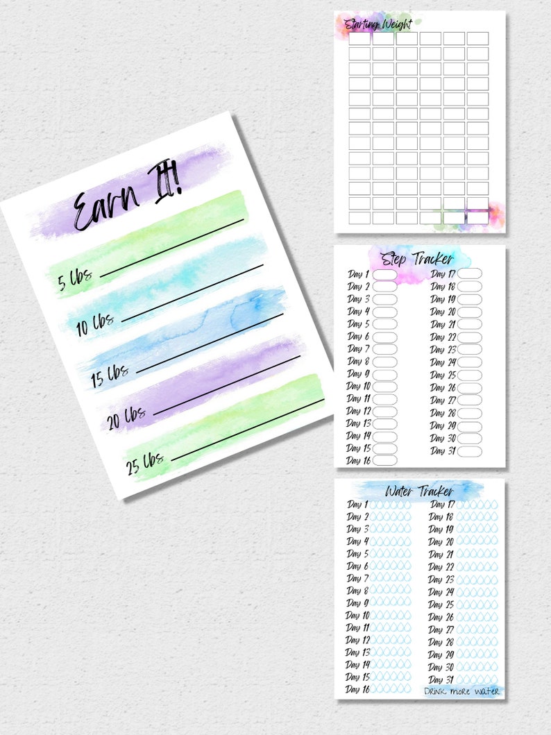 Printable Rainbow Watercolor Weight-loss Journal Weight Loss Tracker - Etsy