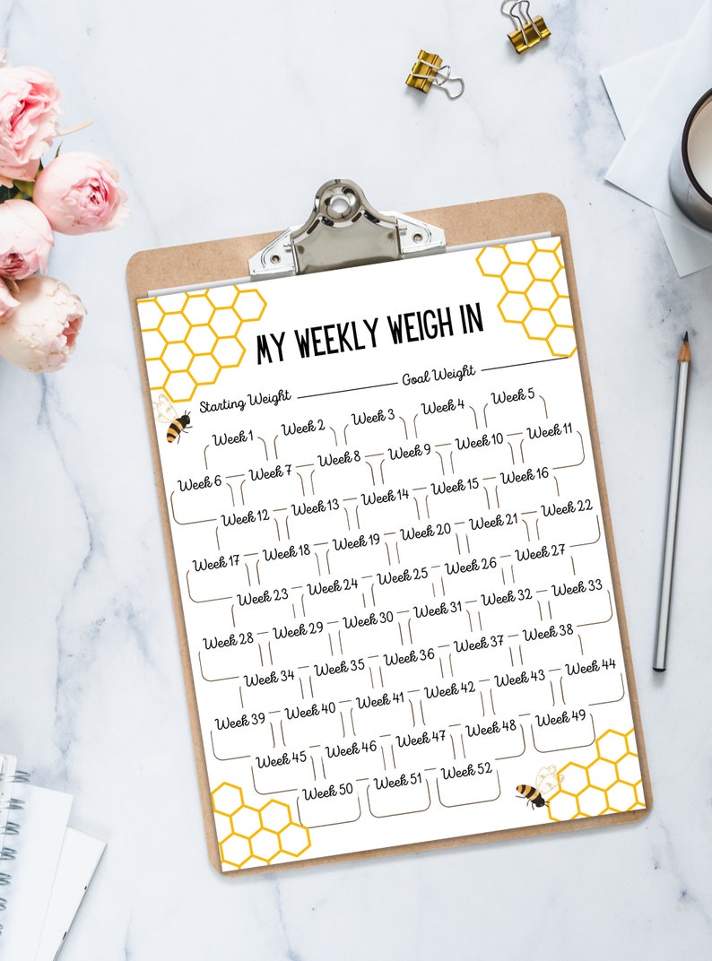 Weekly Weigh in Weight Loss Tracker Yearly Weigh in Weight Loss Journal ...