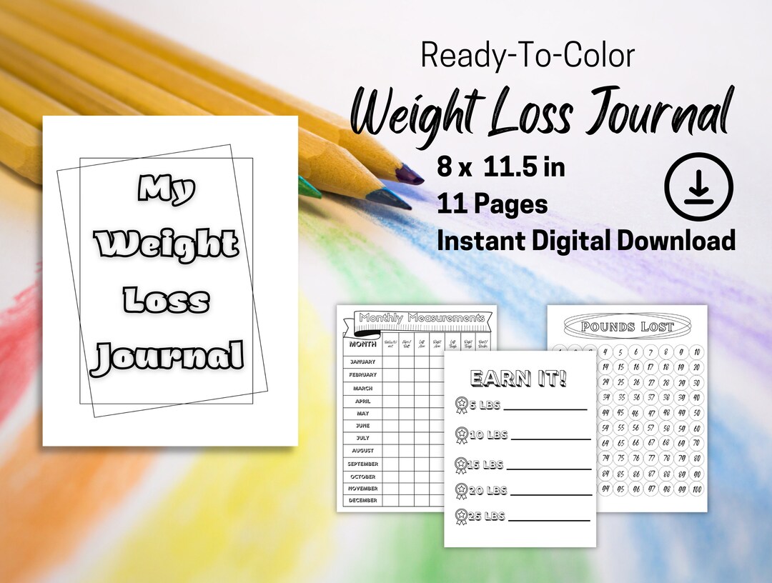 Ready-to-color Weight Loss Tracker | Step Tracker | Black and White ...