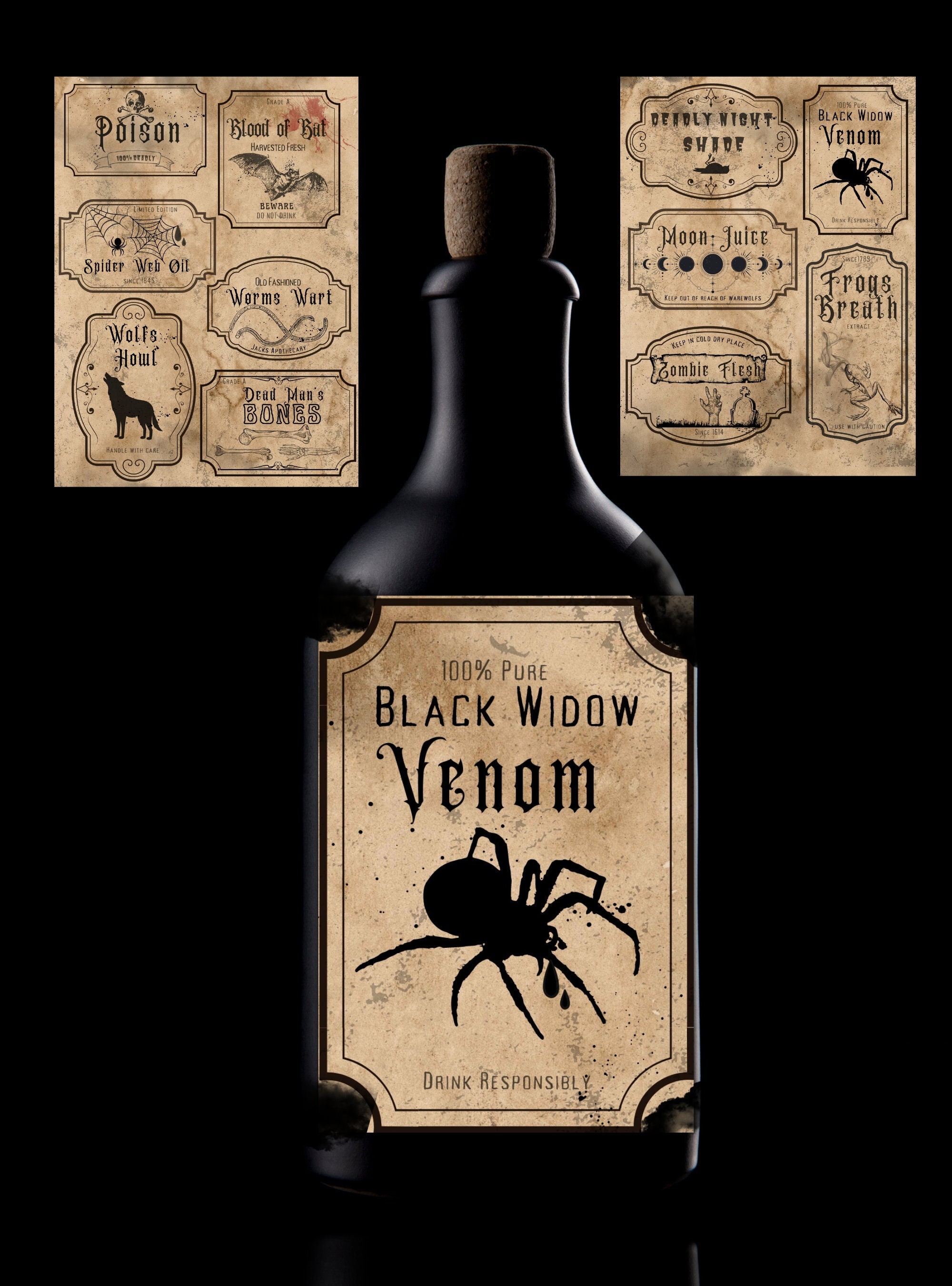 Witchy Apothecary Labels Halloween Poison Labels - Etsy