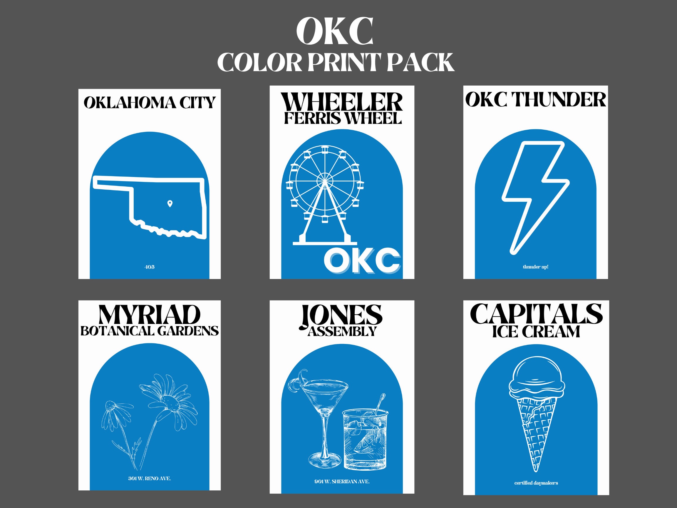 Oklahoma City OKC Print Pack Color - Etsy