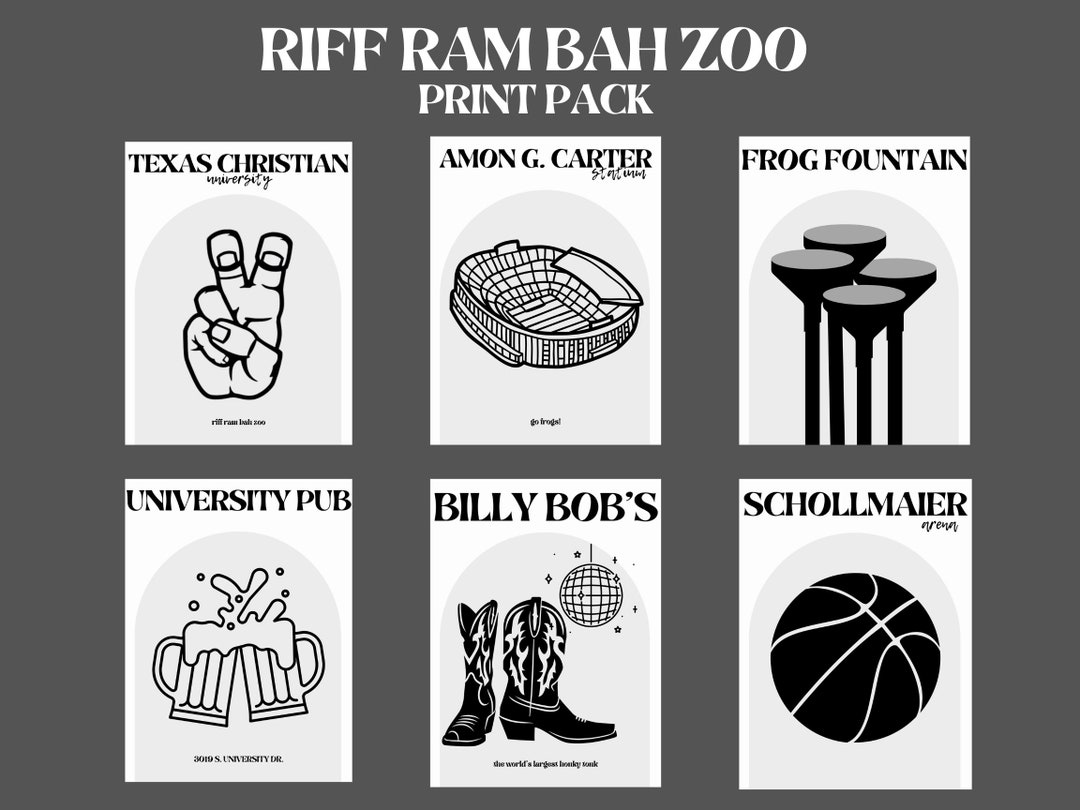 Texas Christian University- Riff Ram Bah Zoo Print Pack - Etsy