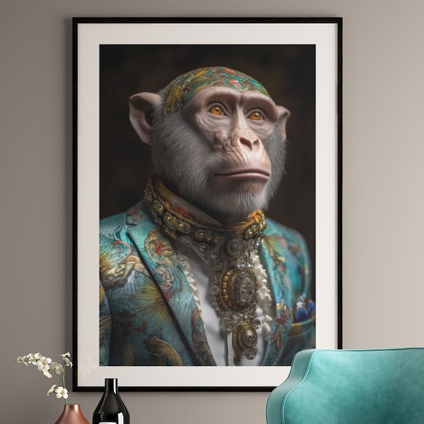 Monkey Art Print - Etsy