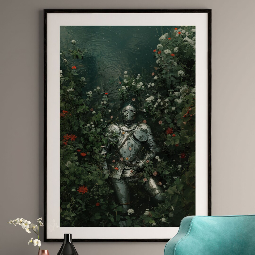 Fallen Knight Art Print, Gothic Decor, Medieval Wall Art, Dark Academia ...