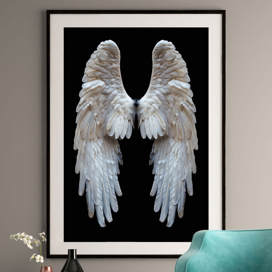 White Angel Wings Art Print, Angel Wings Wall Art, Serene Home Decor - Etsy
