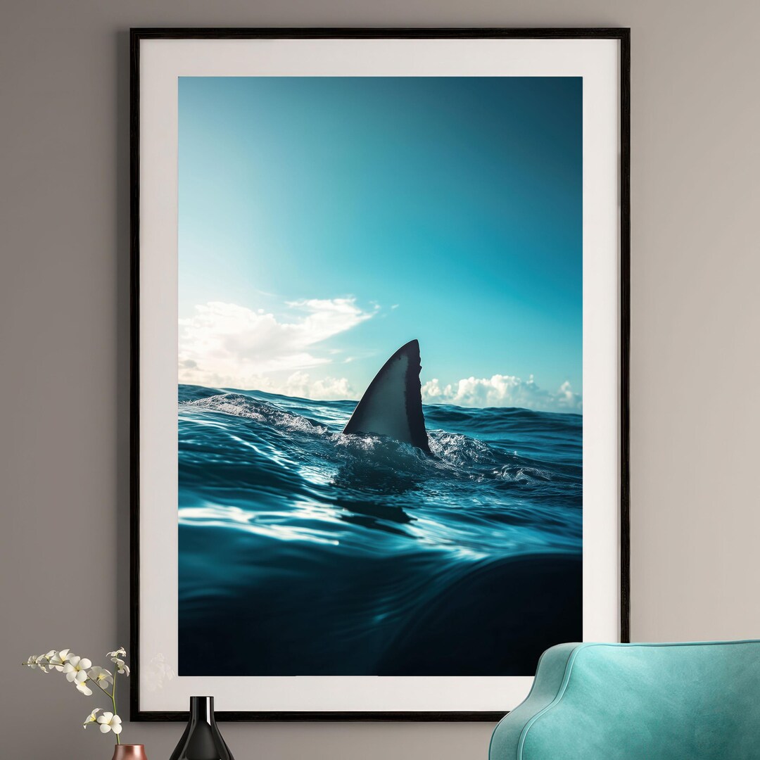 Shark Fin - Ocean Art Print - Marine Life - Coastal Decor - Nautical ...