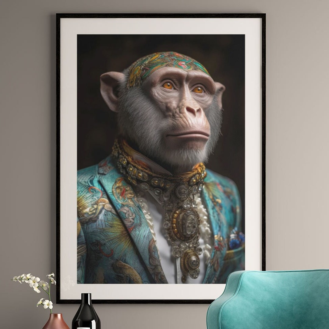 Fancy Monkey Art Print - Digital Art - Fashion Art - Animal Art ...