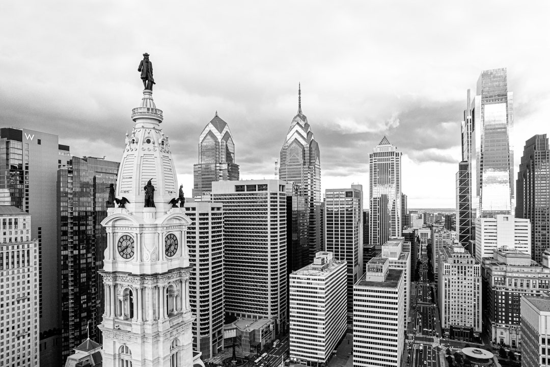 Philadelphia City Hall Black and White Wall Art - Instant Digital ...