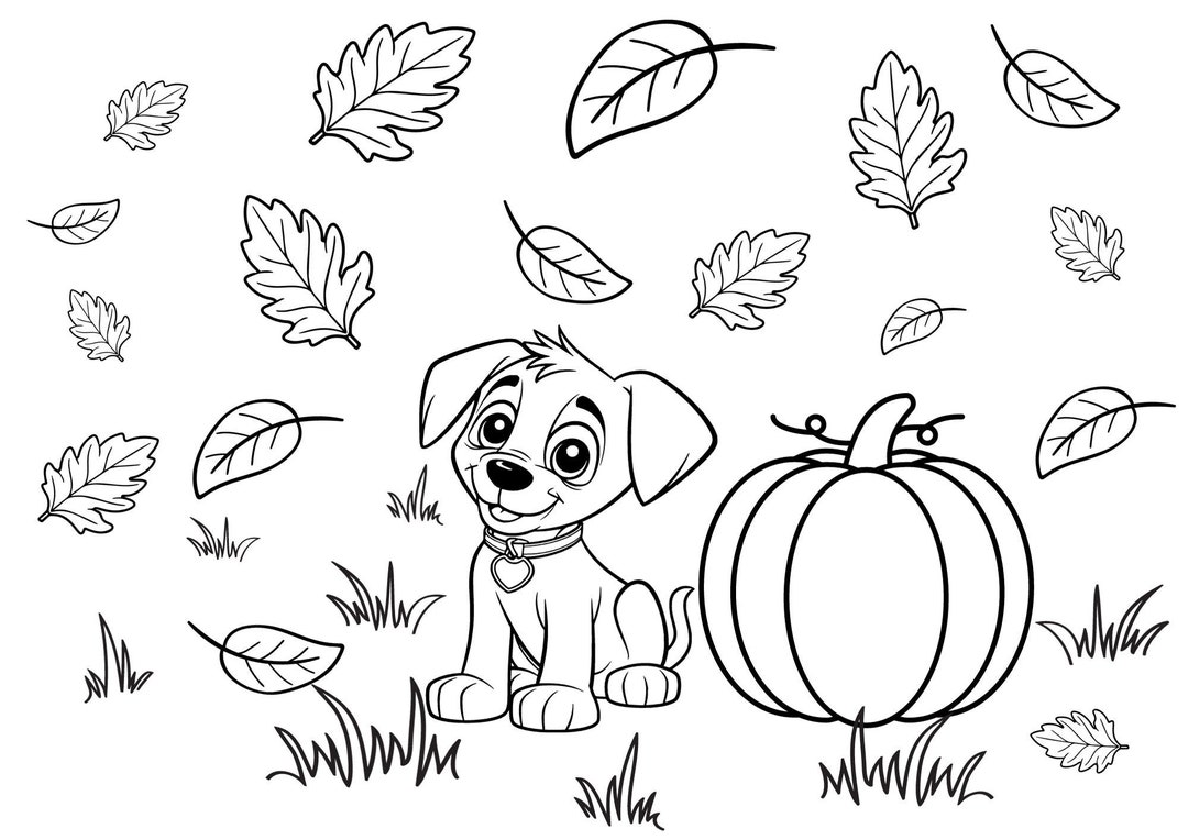 A Puppy in Fall - Etsy