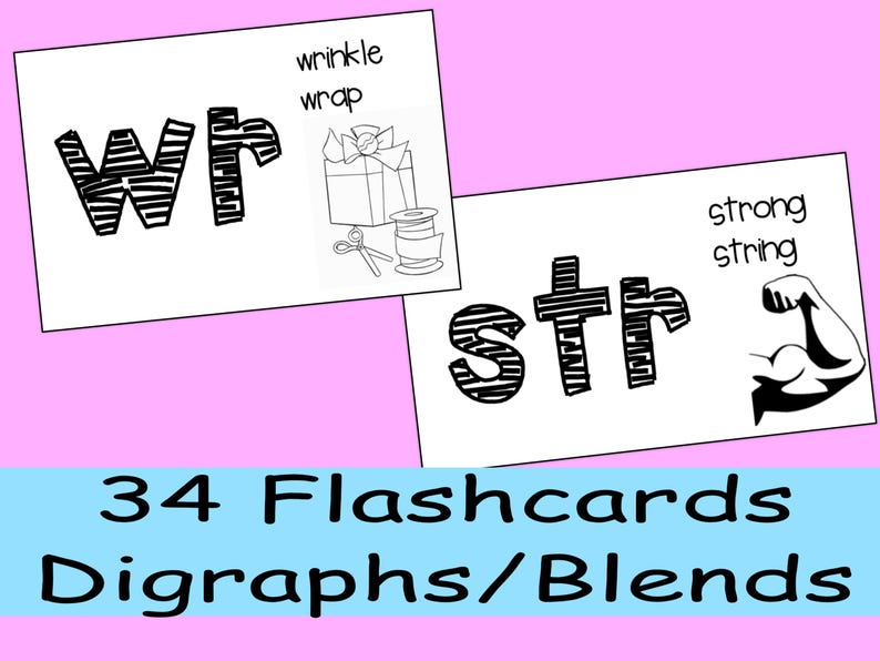 Phonics Flash Cards, Digraphs and Blends! - Etsy