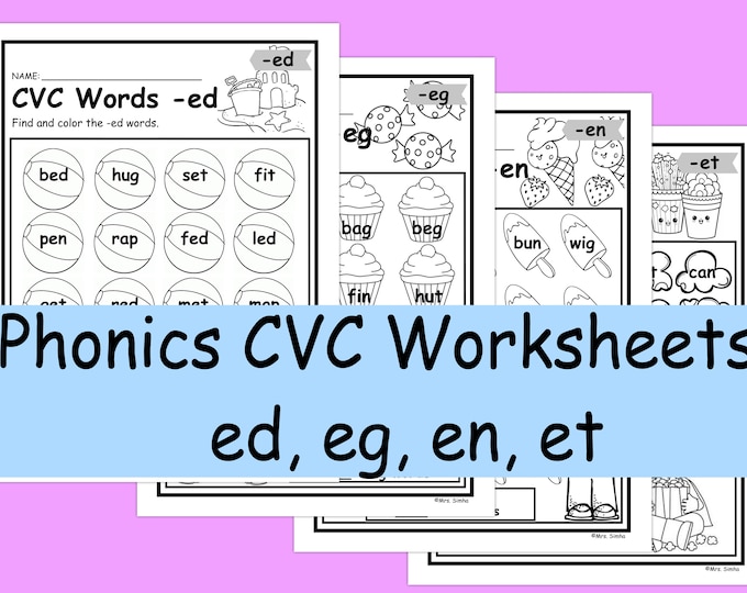 Phonics Worksheets CVC Words Scramble for Kindergarten and First Grade ...