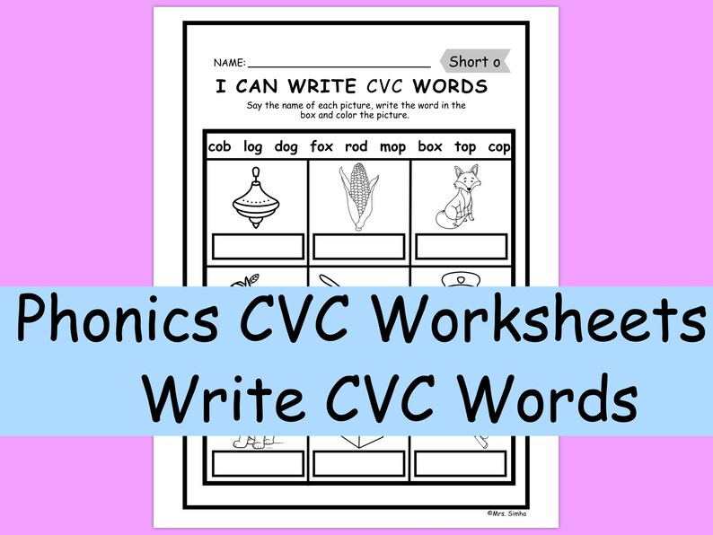 Phonics CVC Worksheets- I Can Write CVC Words! for Kindergarten and ...