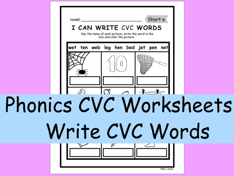 Phonics CVC Worksheets- I Can Write CVC Words! for Kindergarten and ...