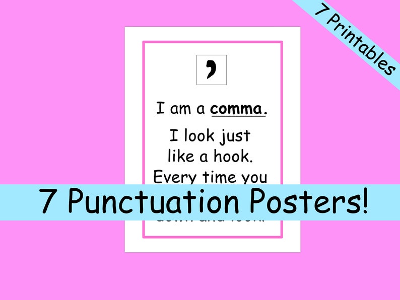 7 Punctuation Mark Posters! Posters Are of Period, Comma, Question Mark ...