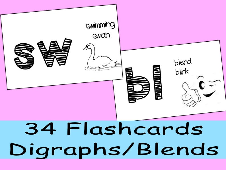 Phonics Flash Cards, Digraphs and Blends! - Etsy