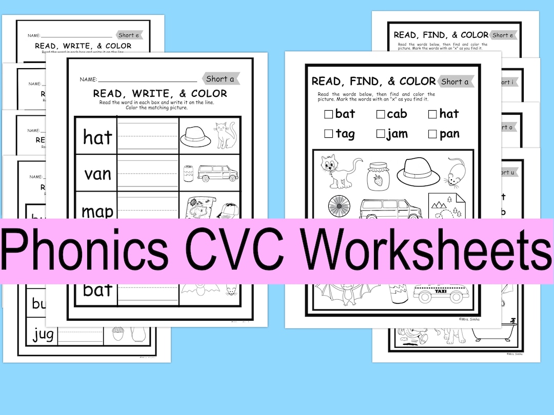 Phonics CVC Words Worksheets - Etsy
