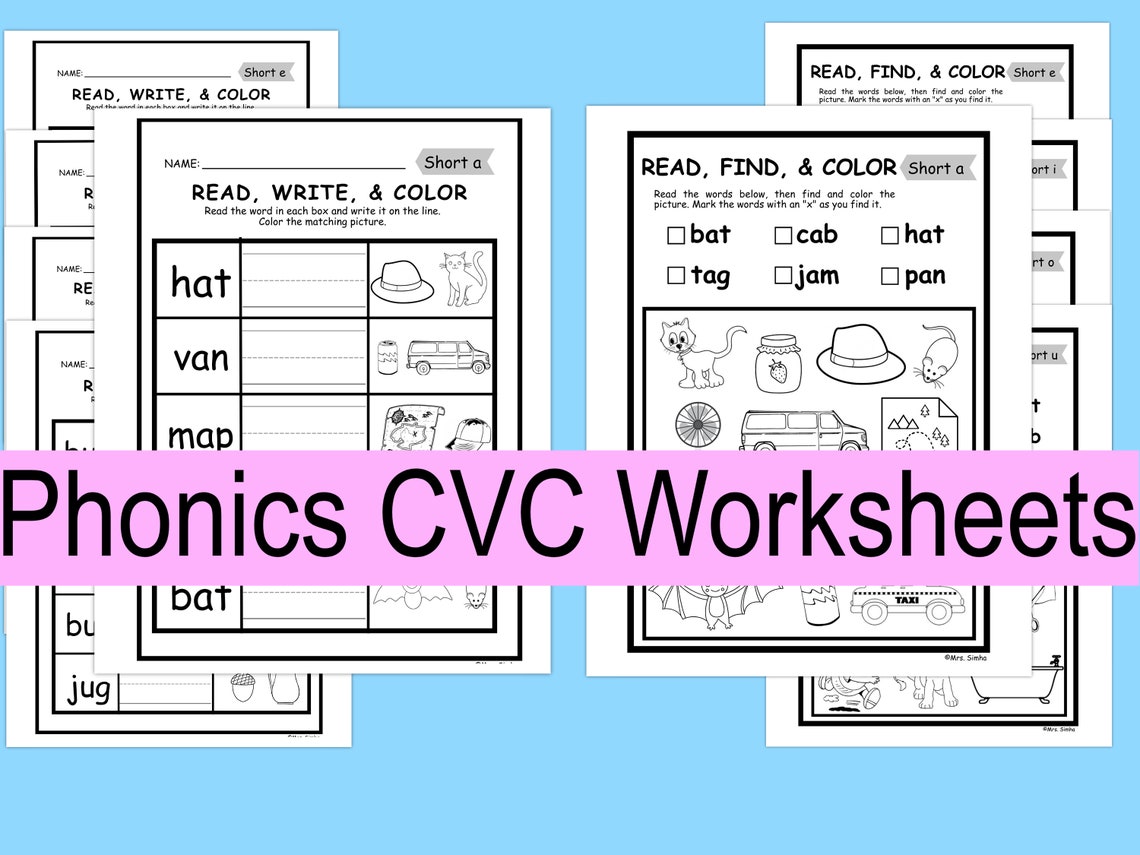 Phonics CVC Words Worksheets - Etsy