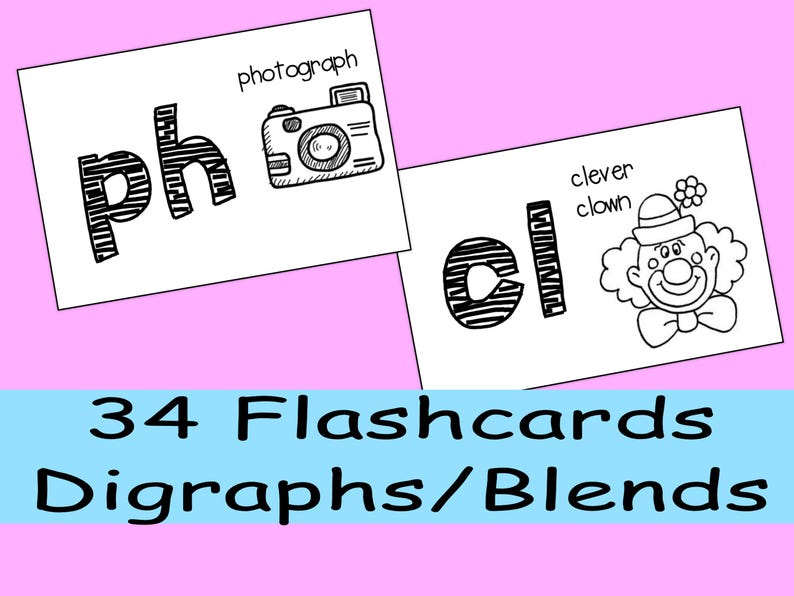Phonics Flash Cards, Digraphs and Blends! - Etsy
