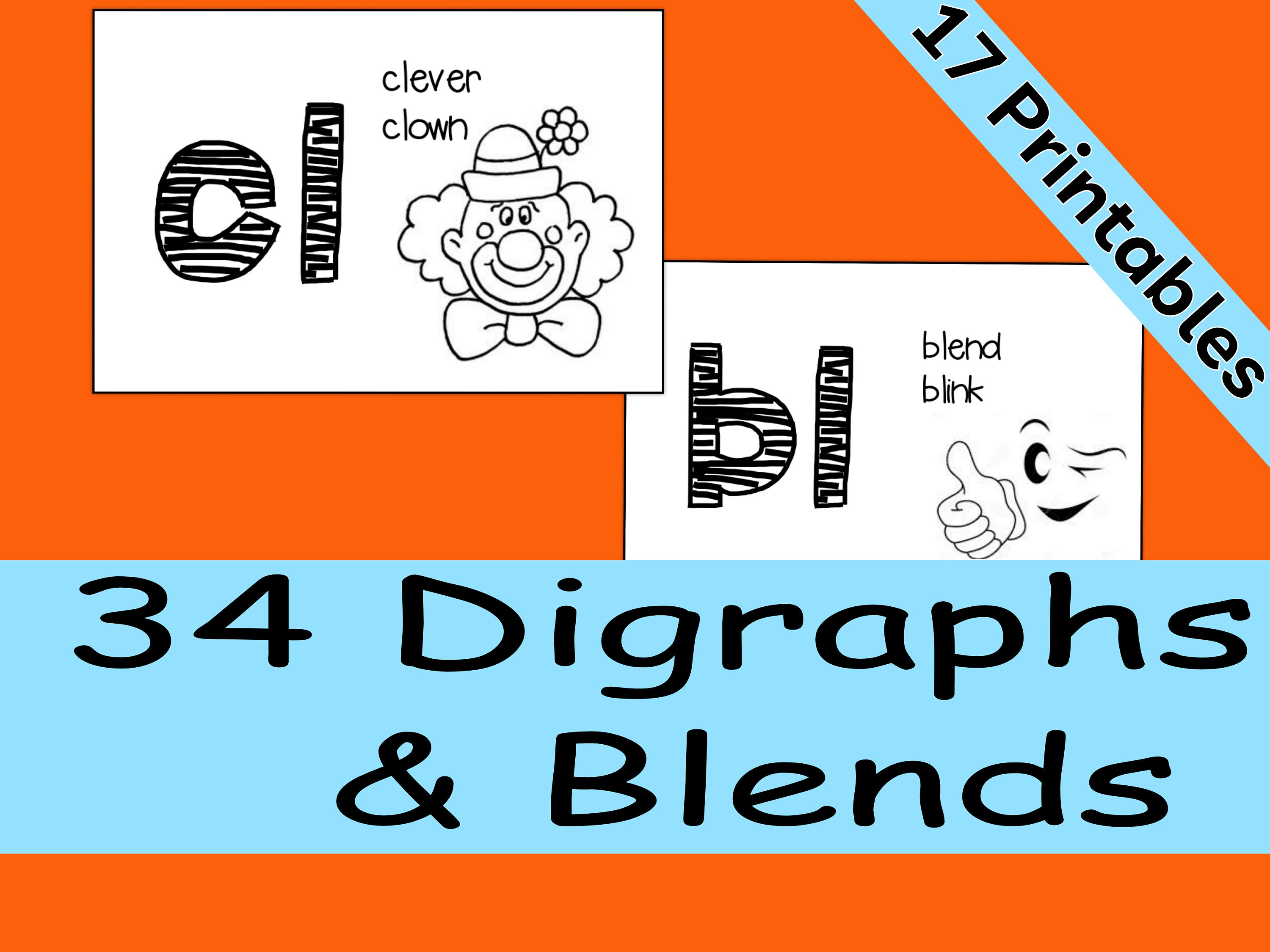 Phonics Flash Cards, Digraphs and Blends - Etsy