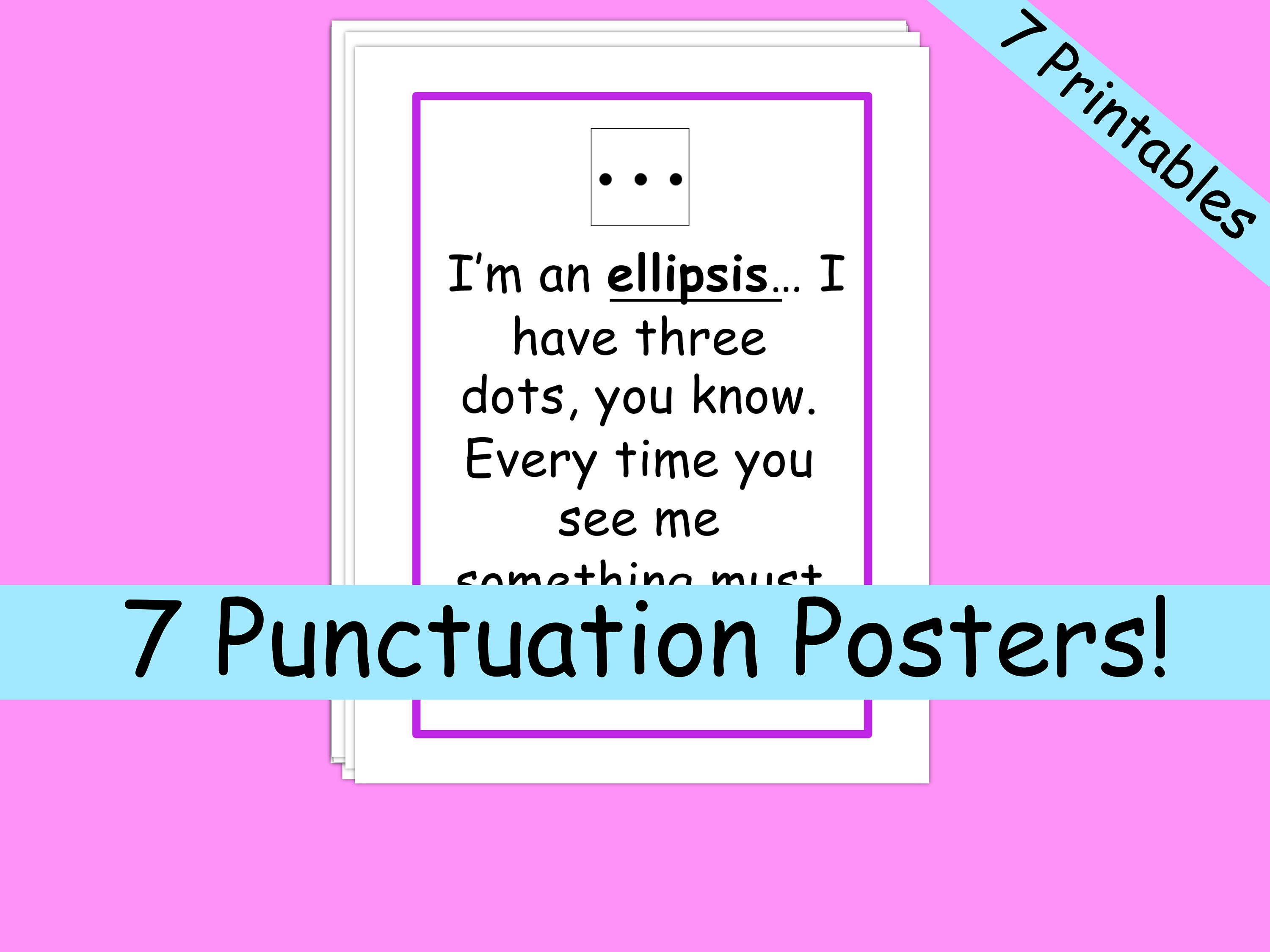 7 Punctuation Mark Posters! Posters Are of Period, Comma, Question Mark ...