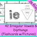 42 Irregular Vowels and Dipthongs' Flash Cards With Pictures: in 26 ...