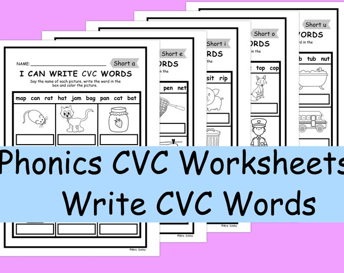 Phonics Worksheets My First CVC Sentences for Kindergarten and First ...
