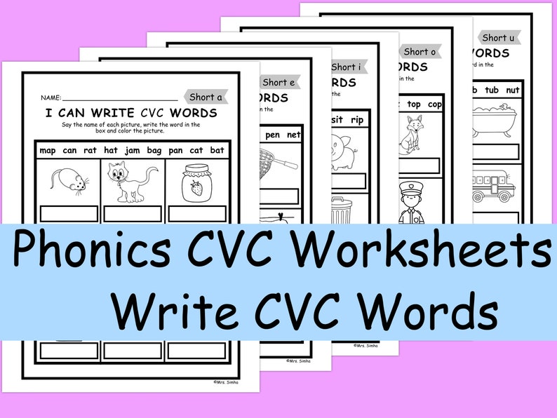 Phonics CVC Worksheets- I Can Write CVC Words! for Kindergarten and ...