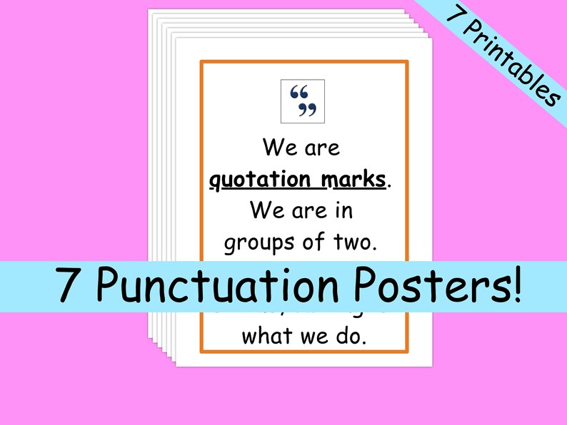 7 Punctuation Mark Posters! Posters Are of Period, Comma, Question Mark ...